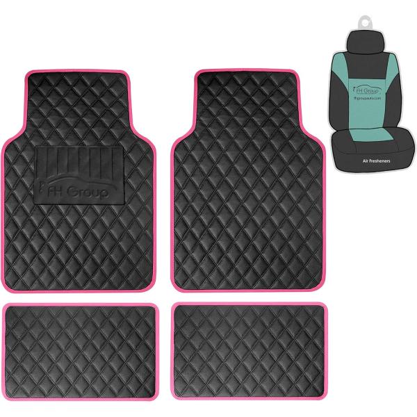 商品名FH Group Automotive Floor Mats Universal All Purpose Fit Deluxe Faux Leather Floor Mats Combo Small Car Seat Cover De...
