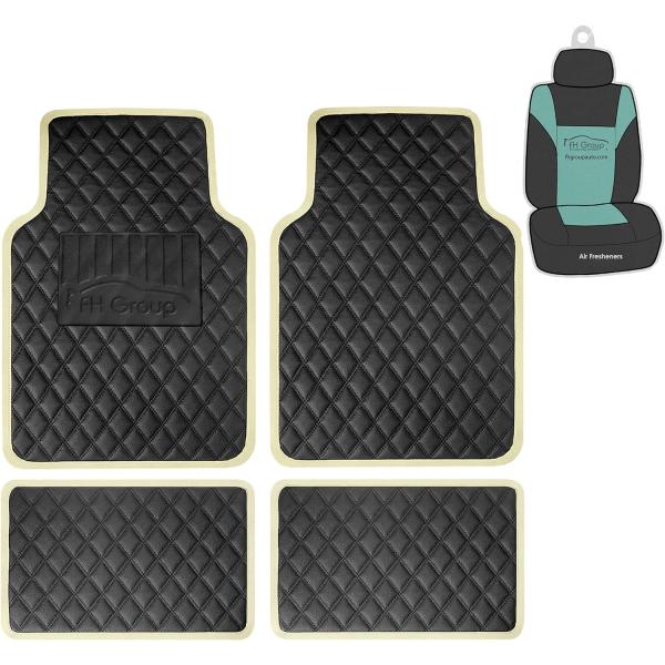 商品名FH Group Automotive Floor Mats Universal All Purpose Fit Deluxe Faux Leather Floor Mats Combo Small Car Seat Cover De...
