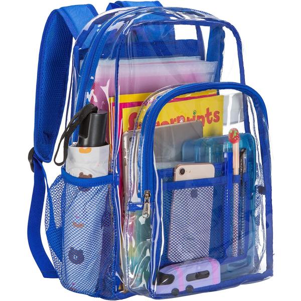 商品名Vorspack クリアバックパック 高耐久 PVC 透明バックパック 強化ストラップ付き 大学の職場用, ブルー, one-sizeVorspack Clear Backpack Heavy Duty PVC Transparent...