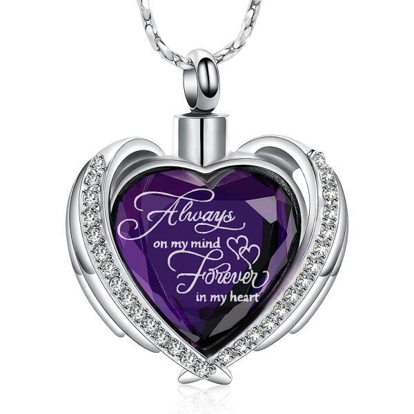 商品名Imrsanl Cremation Jewelry Angel Wing Heart Urn Pendant Necklaces for Women Crystals Urns for Human Ashes Memorial Loc...