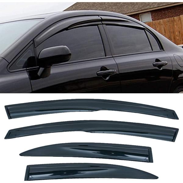 商品名LLPTA Set of 4 pcs Compatible with 06-11 Civic 4-Door Sedan JDM 3D Wavy MU Style Front+Rear Sun/Rain Guard Outside Mo...