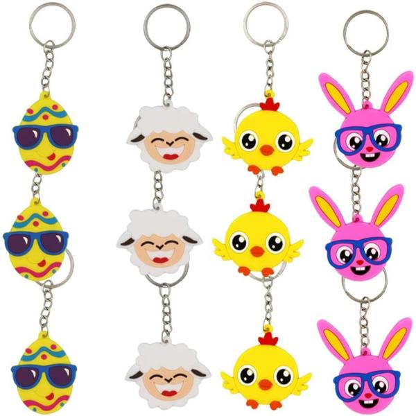 商品名VALICLUD 12PCS Easter Keychain Cartoon Rabbit Chick Key Chain Lovely Animal Keychain Accessories Creative Easter Keyc...