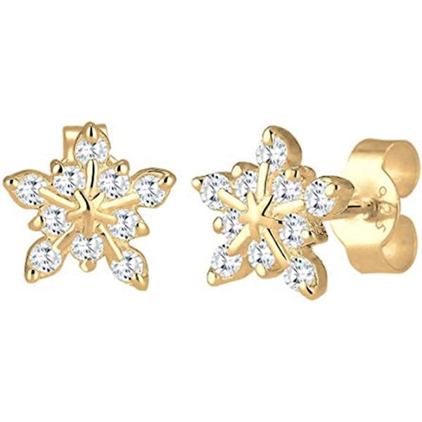 商品名DFGDSF Temperament Stylish Snowflake Flower Rhinestone Ear Stud Women's Mini Lovely Stud Earrings Accessories,Goldenブ...