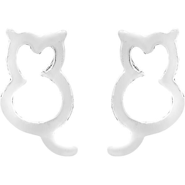 商品名My Fat Cat Feline Silhouette .925スターリングシルバー スタッドピアスAeraVida Cute Little Fat Cat Silhouette .925 Sterling Silver Post ...