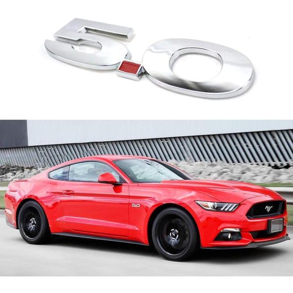 商品名Xotic Tech 5.0 Racing Logo Sport Door Side Fender Vent Badge Emblems Sticker Compatible with Mustang GT (3D Chrome Sl...
