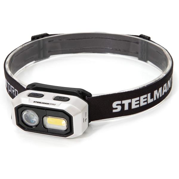 商品名Steelman Pro 300 Lumen Hands-Free Motion-Activated LED Rechargeable Headlamp for Workshop or Outdoors, Spotlight and ...