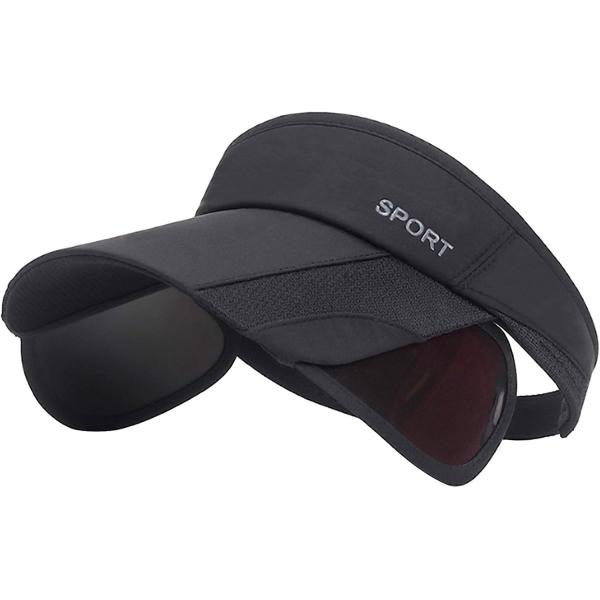 商品名Summer Sun Visor Hat - Women Adjustable Golf Cap with Retractable Brim, UV Protection Beach/Tennis Sport Hat (Black)ブ...