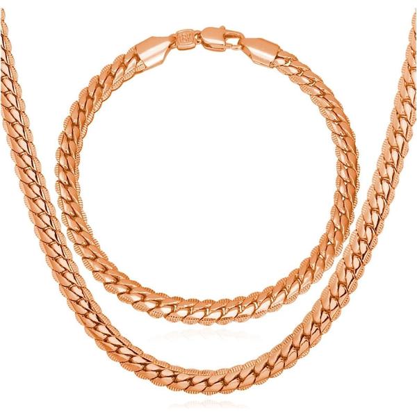 商品名ZZYLHS Classic Snake Chain Bracelet and Necklace Set for Men Gift Trendy Silver/Gold Color Jewelry Sets Accessories (...