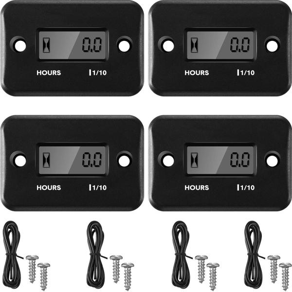商品名4 Pieces Hour Meters for Small Engines Inductive Digital Engine Meter Automatically Shutdown Tachometers Small Hour T...