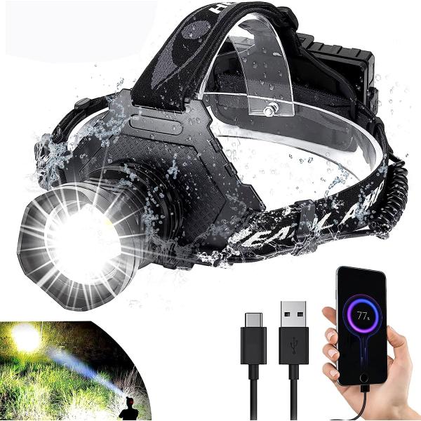 商品名Super Bright Headlamp, P70 LED Flashlight Headlamp, 20,000 Lumens High-Power Strong Headlamp 5 Modes USB Rechargeable...