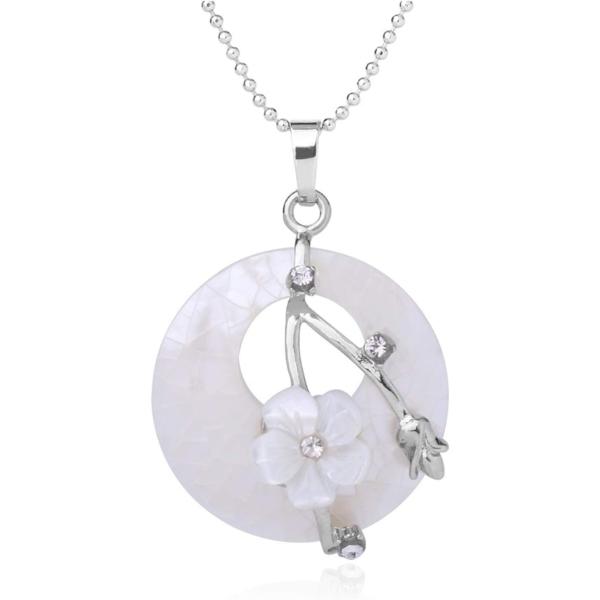 商品名Colorful Natural Abalone Shell Pendants Necklaces White Pink Round Gems Beads Flower Zircon Women Charms Jewelry Gift...