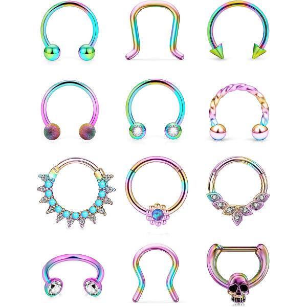 商品名Vsnnsns 16G Septum Jewelry Septum Ring Piercing Jewelry Opal Septum Clicker Ring and Horseshoe Barbell Stainless Stee...