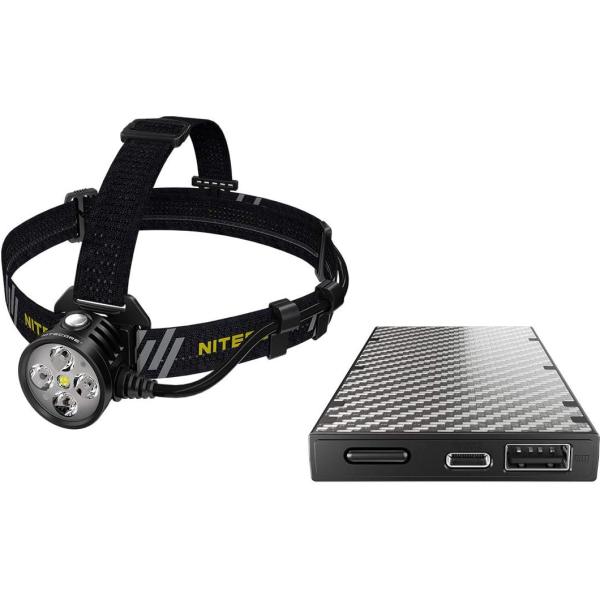 商品名Combo: Nitecore HU60 USB Powerbank Powered Elite LED Headlamp - 1600 Lumen with NB10000 Power Bank, wireless controlブ...