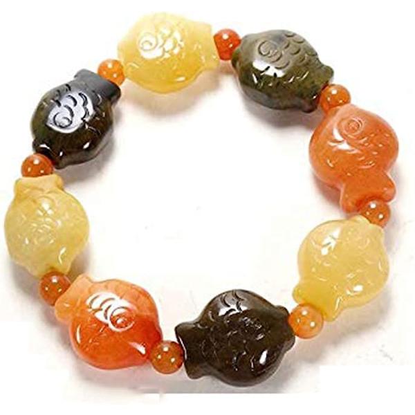 商品名天然翡翠 ゴールデン シルク 魚 ブレスレット 調節可能 バングル ジュエリー アクセサリー 手彫り お守りNatural Jade Golden Silk Fish Bracelet Adjustable Bangle Jewell...