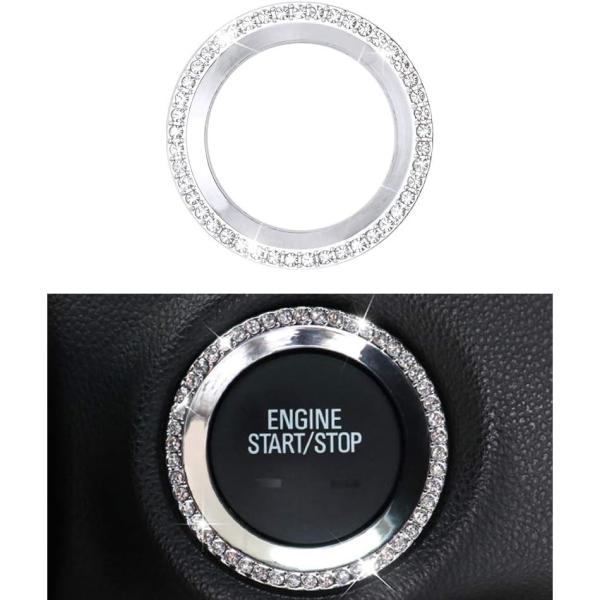 商品名1797 Compatible Ignition Ring Caps for GMC Bling Accessories Sierra 1500 2500HD 3500HD Yukon Terrain Start Stop Engin...