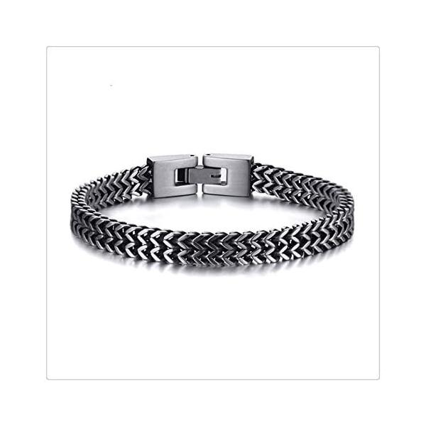 商品名ZZYLHS Men Double Chain Bracelet Arm Decoration Men's Fashion Stainless Steel Chain Bracelet Accessories (Color : 19c...