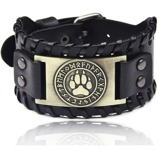 商品名ZZYLHS Charm Wide Leather Bracelet Men Punk Braided Rope Alloy Cuff Bangle Male Wristband Bracelet Mens Jewelry Acces...