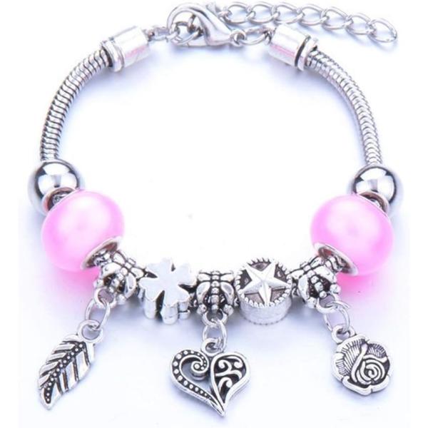 商品名ZZYLHS Romantic Love DIY Charm Bracelet Love Heart Key and Lock Bracelet for Women Jewelry Christmas New Year's Gift ...