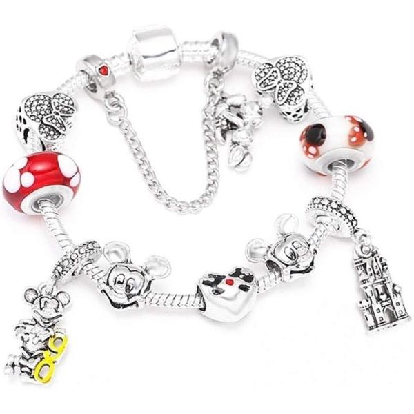 商品名ZZYLHS Silver Color Charm Bracelets with Cartoon Minnie Beads Fine Bracelet for Women Boy Girl Jewelry Gift Accessori...