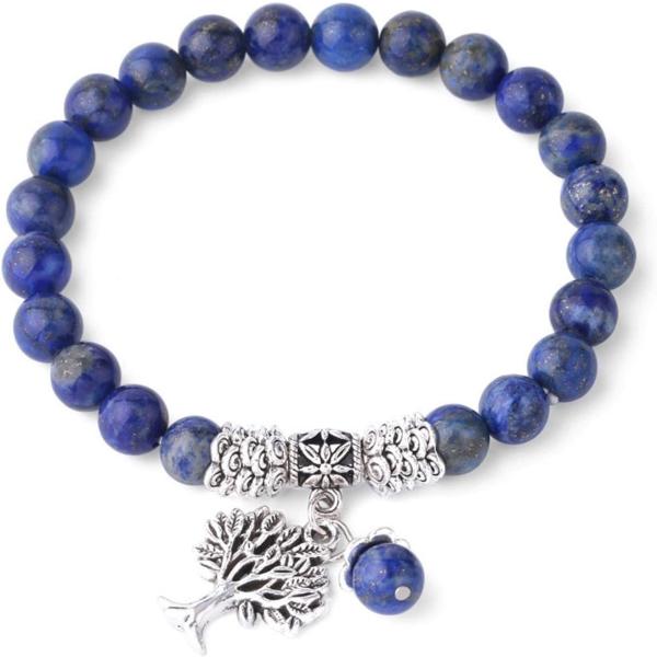 商品名ZZYLHS Natural Stone Lapis Bracelets for Women Mens 8mm Blue Beads Tree of Life Bracelet Charm Jewelry Accessoriesブラン...