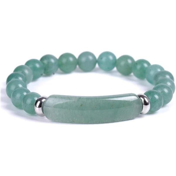 商品名ZZYLHS Natural Stone Strand Bracelet 8mm Quartz Rose Crystal Rectangle Bar Charm Beaded Bracelets Accessories (Metal ...