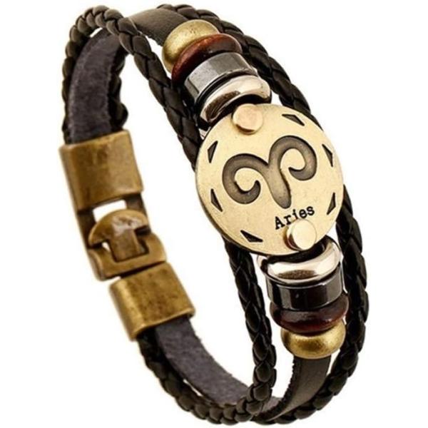 商品名Christmas Punk Zodiac Signs Aries Leo Bracelet Constellations Charm Men Bracelets Virgo Pisces Pendant Women Accessor...