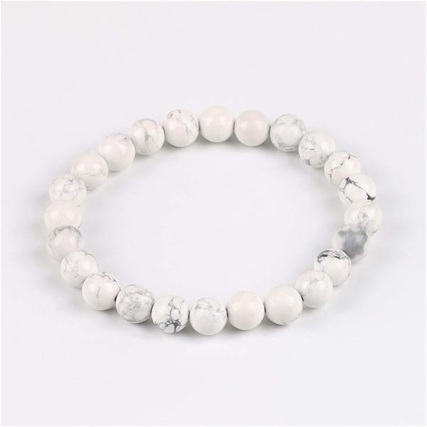 商品名ZZYLHS 8mm Matte Glaze White Lucky Gem Stone Beads Strand Bracelets Meditation Men Women Jewelry Accessories (Metal C...
