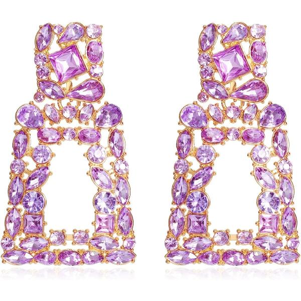 商品名Rhinestone Rectangle Dangle Earrings for Women Sparkly Crystal Geometric Drop Statement Earrings KELMALL COLLECTIONブラ...