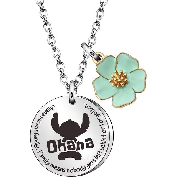 商品名Maxforever - Ohana Means Family ネックレス - Family Means Nobody Gets Left Behind or Forgotten キュートなステッチネックレス 娘 息子 孫 姪 女の子...