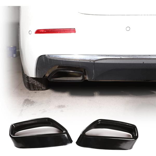 商品名Black Stainless Steel Pipe Throat Exhaust Outputs Tail Frame Trim Cover 2Pcs For BMW 5 Series G30 G38 2018-2021 Car A...