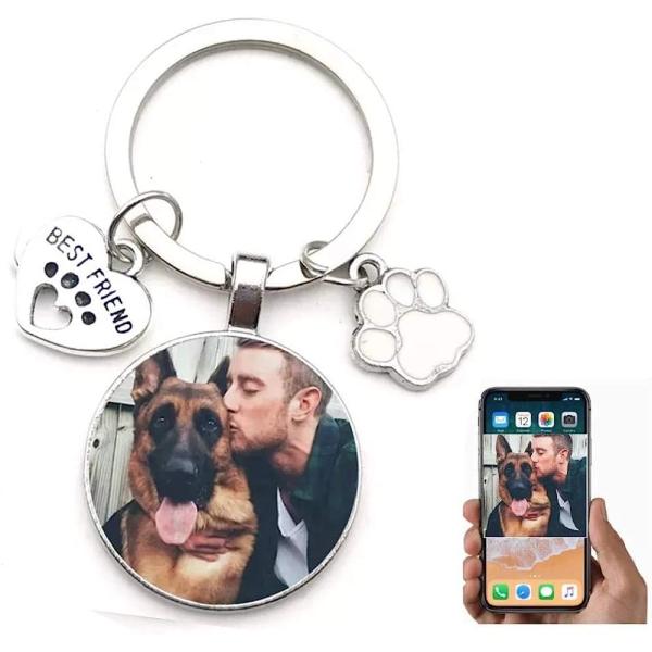 商品名UABRAV Personalized Keychain with Dog Photo Cat Photos Custom Key Chains with Pictures for Souvenir Memorial gifts (W...