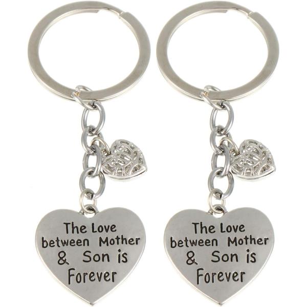 商品名Hemoton 母の日キーホルダー 2個 The Love Between Mother and Son is Forever キーリング ペンダント ラブチャーム キーリング ステンレススチール お母さん/誕生日に カスタマイズ可H...