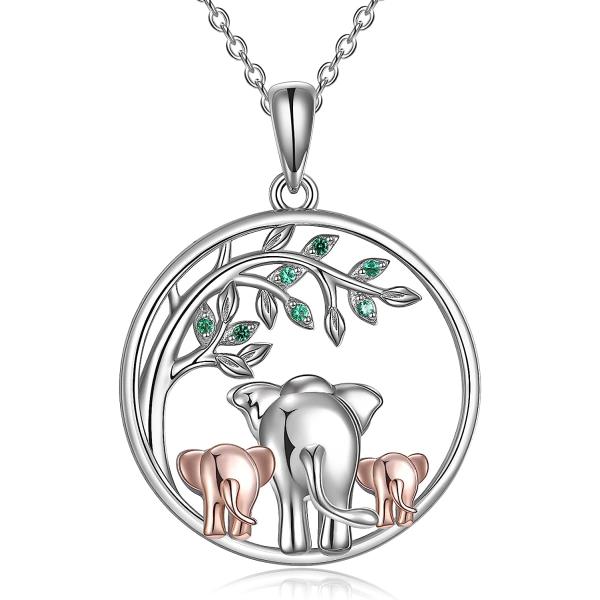 商品名POPLYKE エレファントファミリーネックレスジュエリー レディース スターリングシルバー 象3匹の生命の樹ネックレス 母の日ギフト 娘 夫から母へのギフトPOPLYKE Elephant Family Necklace Jewel...