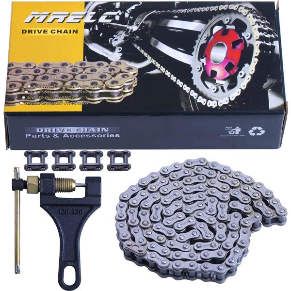 商品名MRELC 428 Motorcycle Chain+ Chain Breaker,114-links Heavy Duty Drive Chainブランド：MRELC商品サイズ：114高さ：4.6 cm横幅：10.2 cm奥行：24...