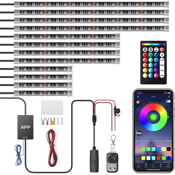 商品名12PCS Motorcycle LED Underglow Kit, icicar Motorcycle Lights App Control Music Sync LED Motorcycle Lights Brake Featu...