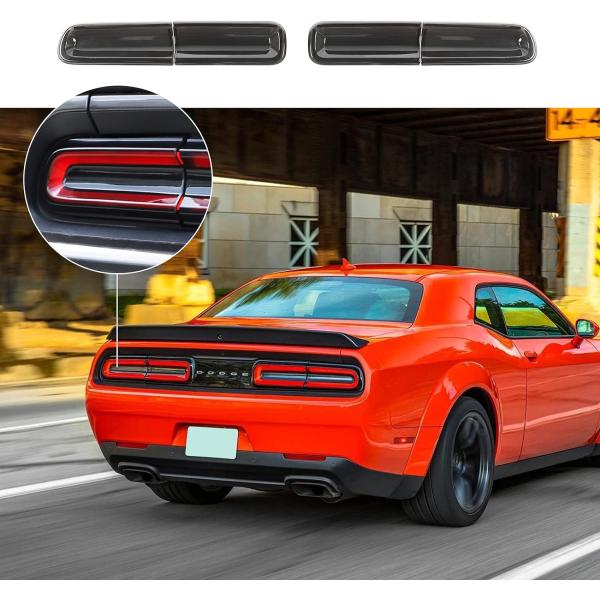 商品名RT-TCZ テールライト ランプ カバー ガード トリム フレーム ベゼル デコレーション アクセサリー 2015-2021 Dodge Challenger用 (スモークブラック)RT-TCZ Tail Light Lamp Co...