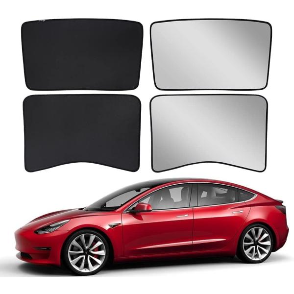 商品名サンシェード 018BASENOR Tesla Model 3 Sunshade Front &amp; Rear Glass Roof Sun Shades with Skylight Reflective Covers Set o...