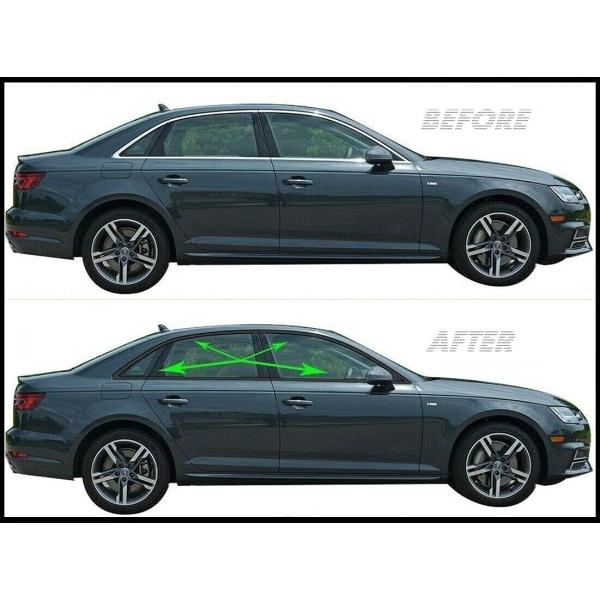 商品名クロム削除ブラックアウトビニールオーバーレイ 2016-2021 Audi A4 S4 ウィンドウトリム用(グロスブラック)SlickMod Chrome Delete Blackout Vinyl Overlay for 2016-...