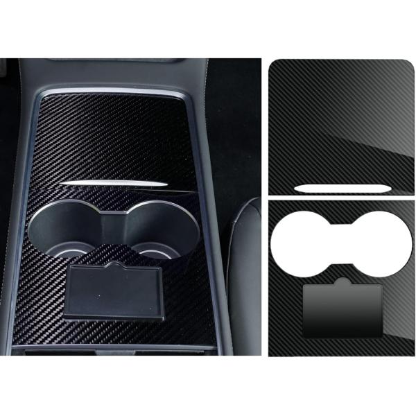 商品名Nestour 2021 2022 2023 Tesla Model 3 モデル Y センターコンソールラップカバーキット ウルトラスリム トレースなし センターコンソールプロテクターアクセサリー プレミアムABS素材 (光沢カーボン...