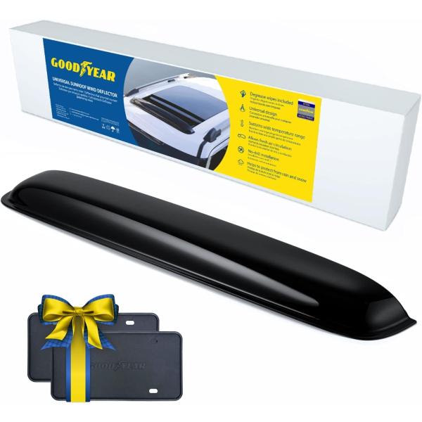 商品名Goodyear Shatterproof Sunroof Wind Deflector 35.6"", Tinted Sun and Moonroof Visor for Deflecting Noise, Rain, and Wi...