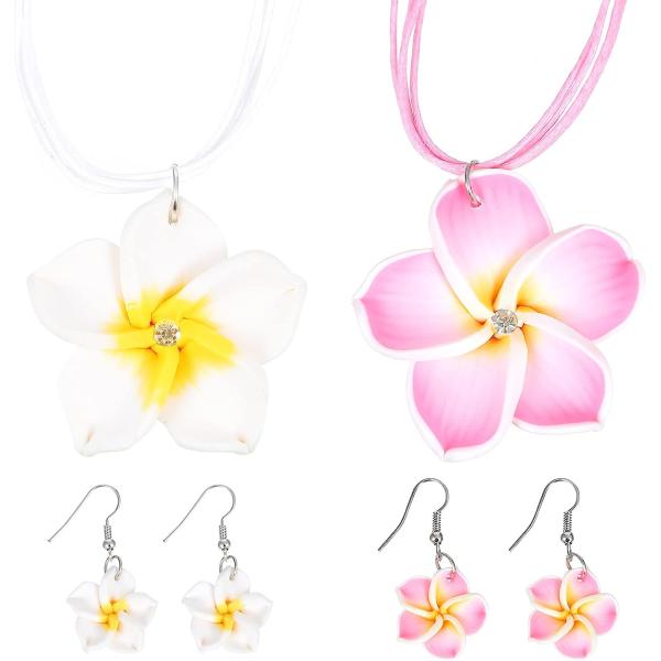 商品名BESTOYARD Clay Plumeria Necklace Hawaiian Accessories 2 Sets Hawaiian Plumeria Flower Necklace and Earring Jewelry Se...