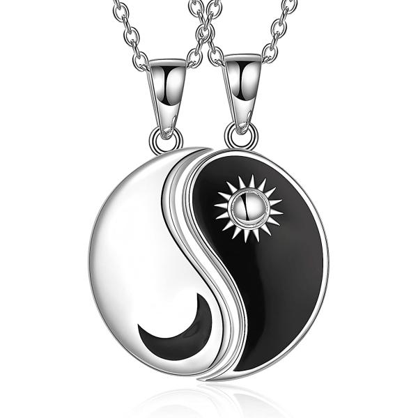 商品名POPLYKE 925スターリングシルバー カップルネックレス 陰陽ジュエリーギフト, スターリングシルバー, スターリングシルバーPOPLYKE 925 Sterling Silver Yin Yang Necklace Moon ...