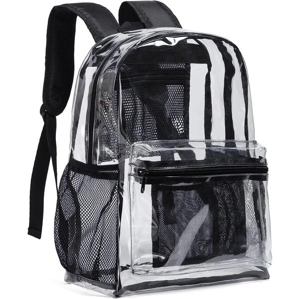 商品名Vorspack クリアバックパック 高耐久 PVC 透明バックパック 強化ストラップ付き 大学の職場用, ブラック, One Size, 旅行Vorspack Clear Backpack Heavy Duty PVC Transp...