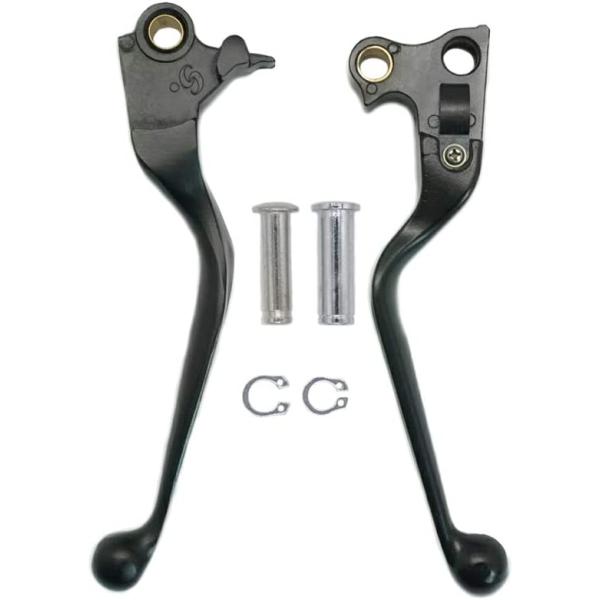 商品名ブラックブレーキクラッチハンドレバーセット ペアアフターマーケットパーツ ハーレーダビッドソン ダイナソフテイル ファットボーイ ローライダー スーパーグライド ワイドグライドブレイクアウト用Black Brake Clutch Ha...