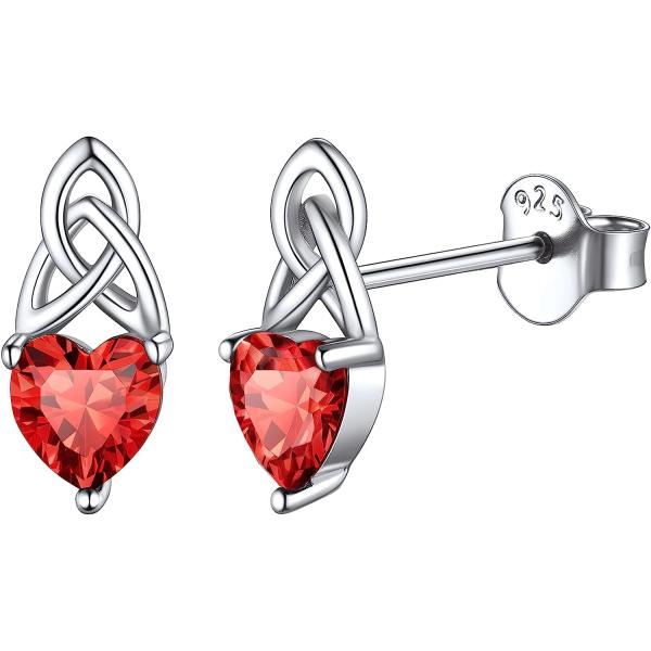 商品名ChicSilver 925スターリングシルバー スパークリング ケルト ハート 誕生石 スタッド イヤリング レディース (ギフトボックス付き) レッドChicSilver 925 Sterling Silver Irish Cel...