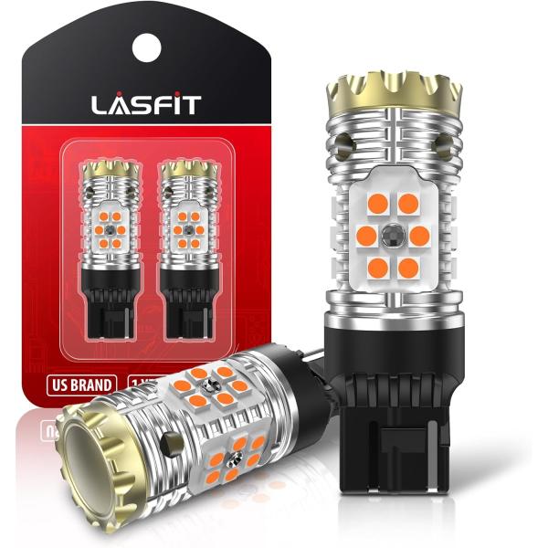 商品名LASFIT 7440 CANBUS READY LED電球 7441 リアウィンカーライト ウィンカーランプ 7440A W21W WY21W アンチハイパーフラッシュ エラーフリー 24W 1600LM アンバー/イエロー 抵抗内...