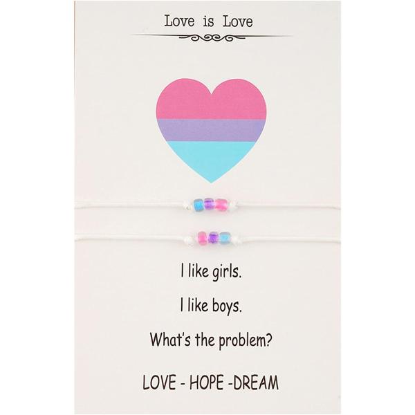 商品名2Pcs Rainbow Beads LGBT Pride Woven Bracelet Set Braided String Handmade Adjustable Seeds Weaved Wristband Watch Band...