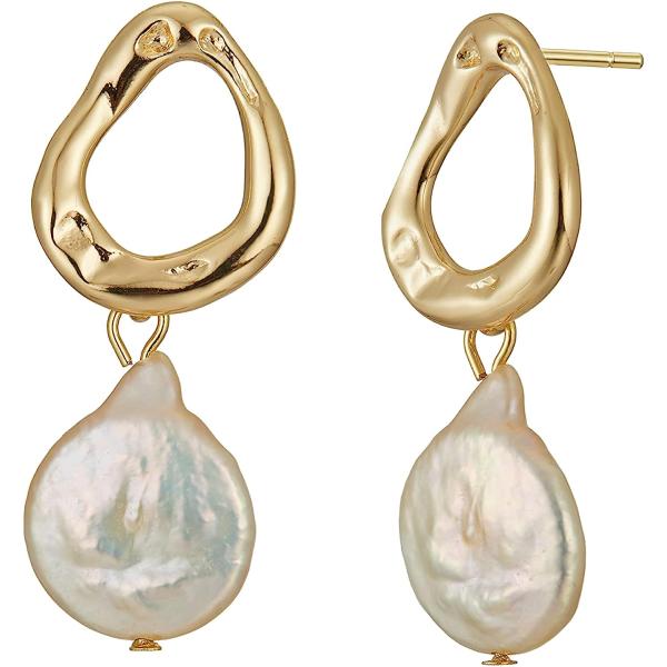 商品名Y2K Jewelry パールフープイヤリング ドロップ 繊細なバーク 低刺激性 パール ダングルイヤリング ジュエリー レディース ガールズ, パール, 真珠,Y2K Jewelry Pearl Hoop Earring Drop ...