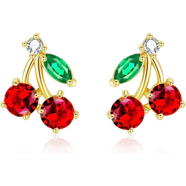 商品名VONSSY 低刺激性宝石 ドロップ ダングル チェリーピアス ブリリアント5Aキュービックジルコニア プラチナまたはローズゴールドメッキ レバーバックフープ クリスタルピアス 927スターリングシルバー ニッケル不使用 トレンディダ...