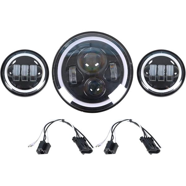 商品名labwork Black 7 LED Halo Headlight DRL 4.5 Fog Passing Lights Replacement for Motorcycleブランド：labwork商品サイズ：Medium高さ：15...